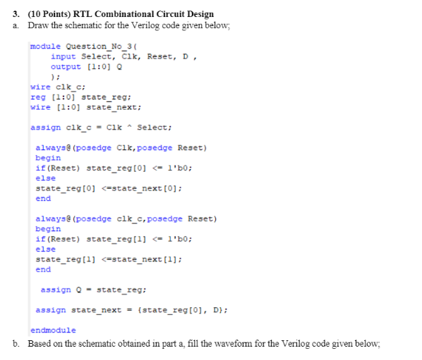 Solved RTL Combinational Circuit Design. Draw the schematic | Chegg.com