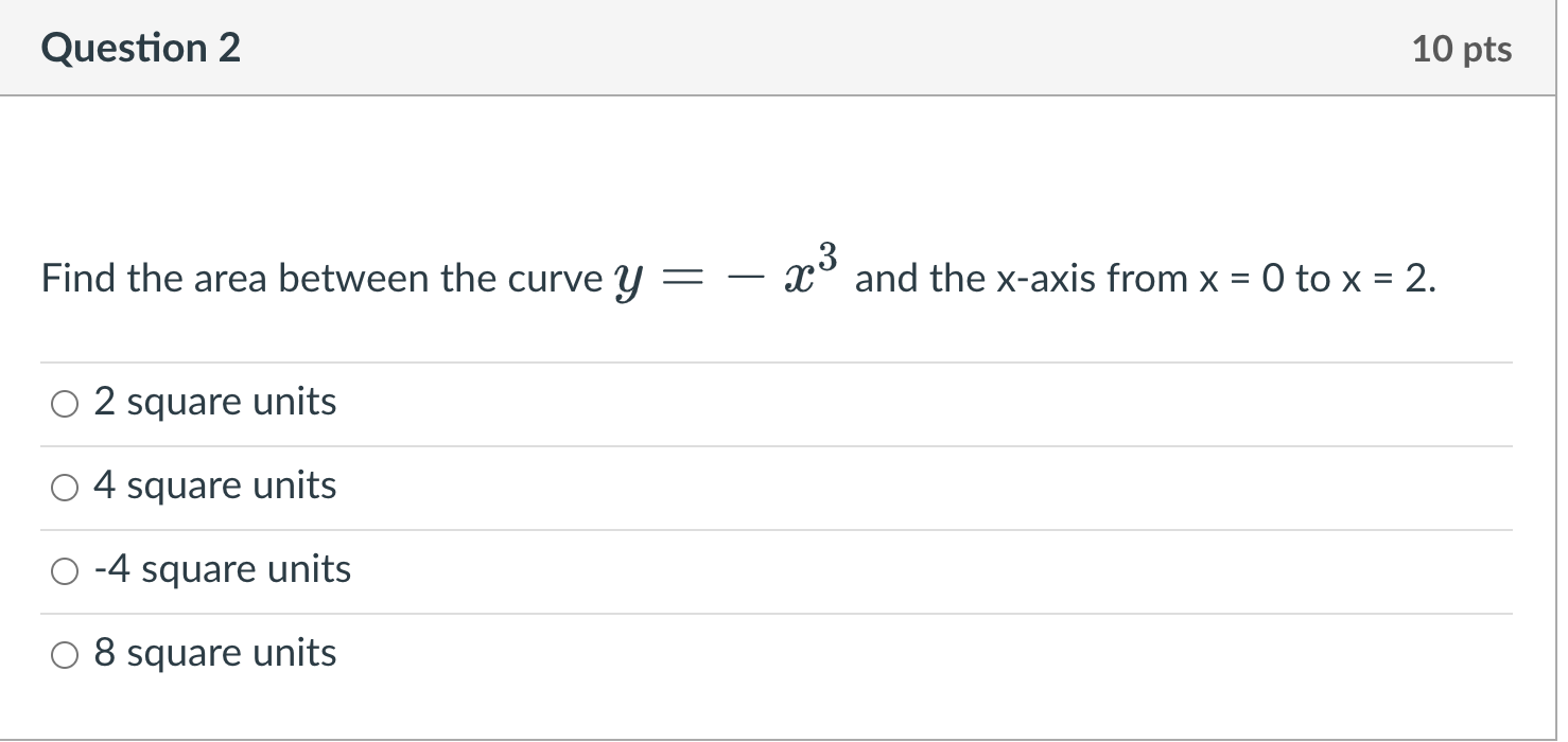 Solved Find the area between the curve \\( y=-x^{3} \\) and | Chegg.com