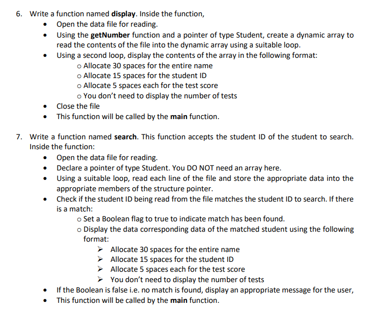 Solved In C++ Please- How would I do the display and search | Chegg.com