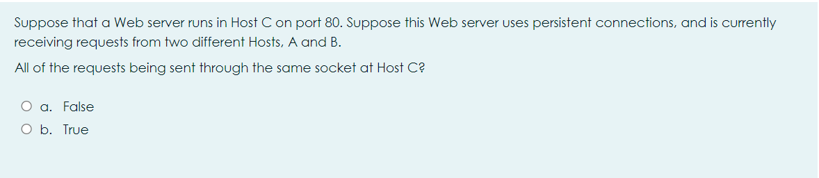 Solved Suppose that a Web server runs in Host Con port 80. | Chegg.com