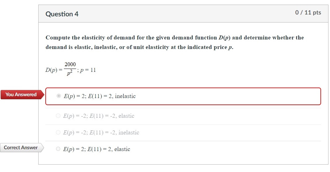 Solved Compute the elasticity of demand for the given demand | Chegg.com