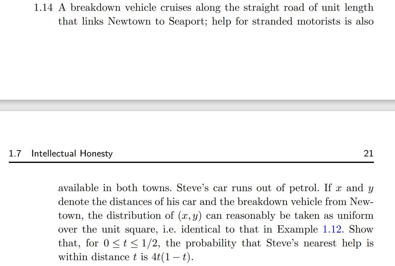 Solved 1.14 A breakdown vehicle cruises along the straight | Chegg.com