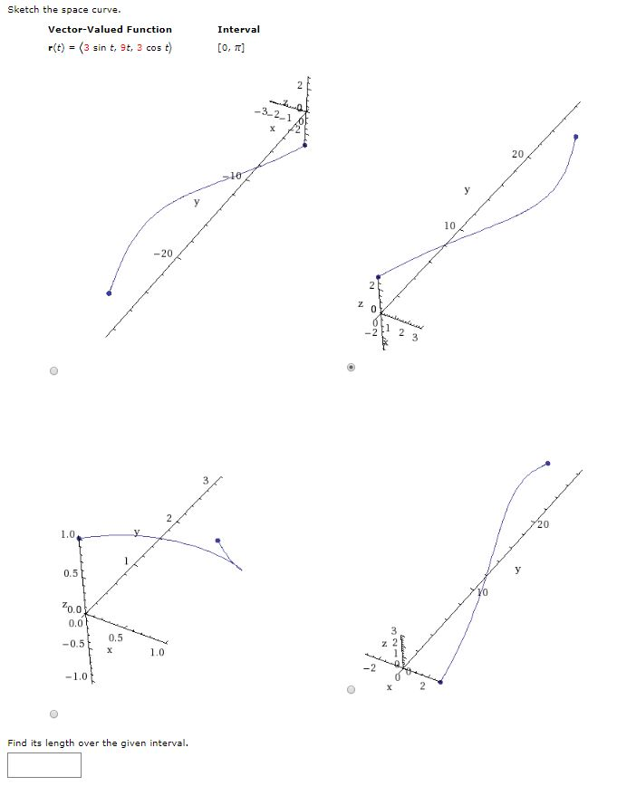 Solved Sketch the space curve Vector-Valued Function | Chegg.com