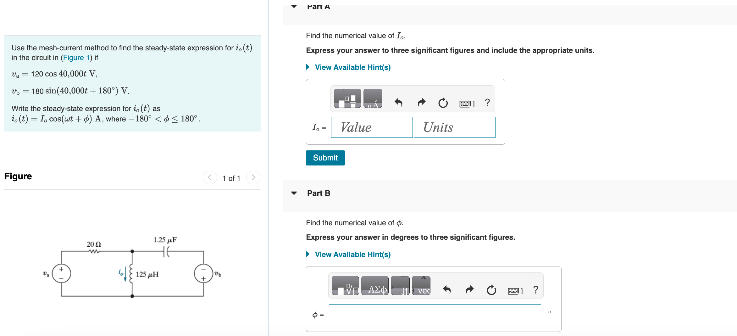 Solved Use the mesh-current method to find the steady-state | Chegg.com