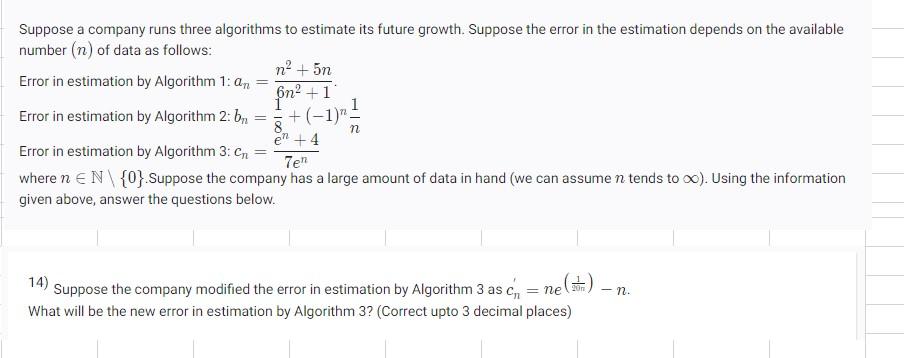 Solved Suppose the company modified the error in estimation | Chegg.com