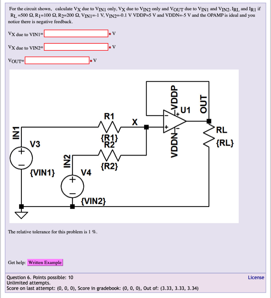 Solved For the circuit shown, calculate Vx due to VIN1 only, | Chegg.com
