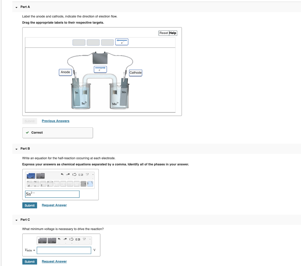 Solved Part A Label the anode and cathode, indicate the | Chegg.com