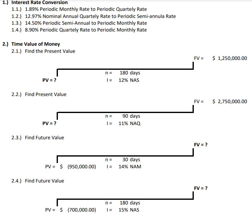 Solved 1.) ﻿Interest Rate Conversion1.1.) 1.89% ﻿Periodic | Chegg.com