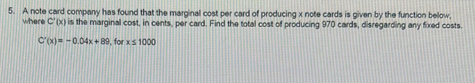 Solved 5. A note card company has found that the marginal | Chegg.com