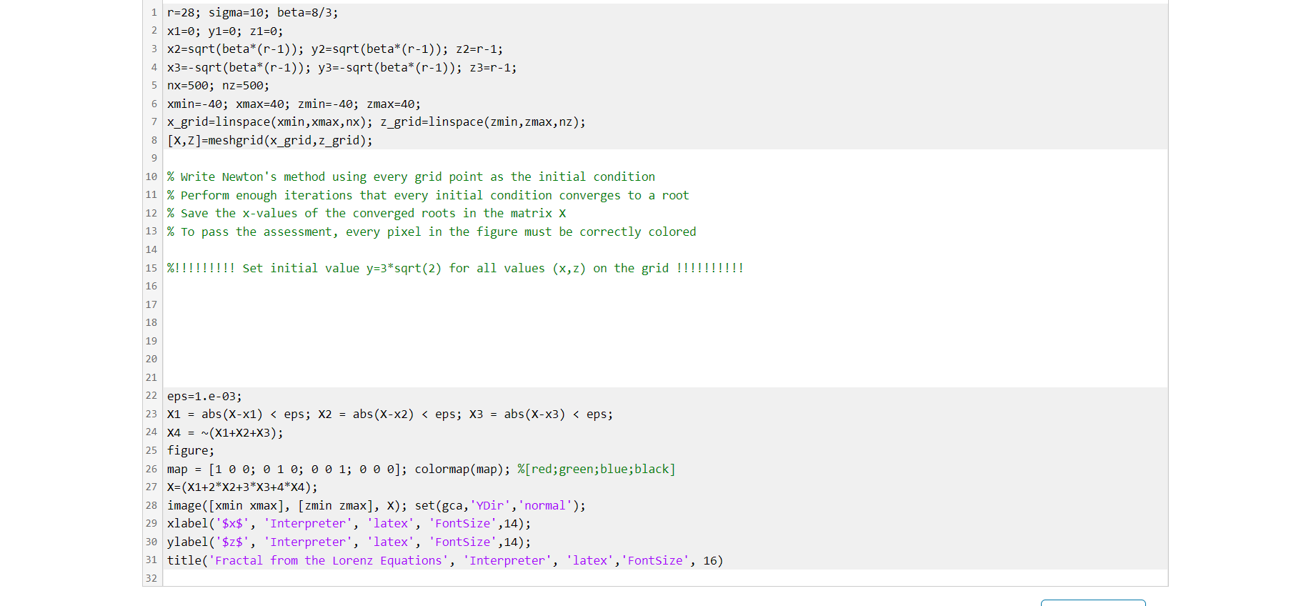 Solved Fractals from the Lorenz Equations My Solutions | Chegg.com