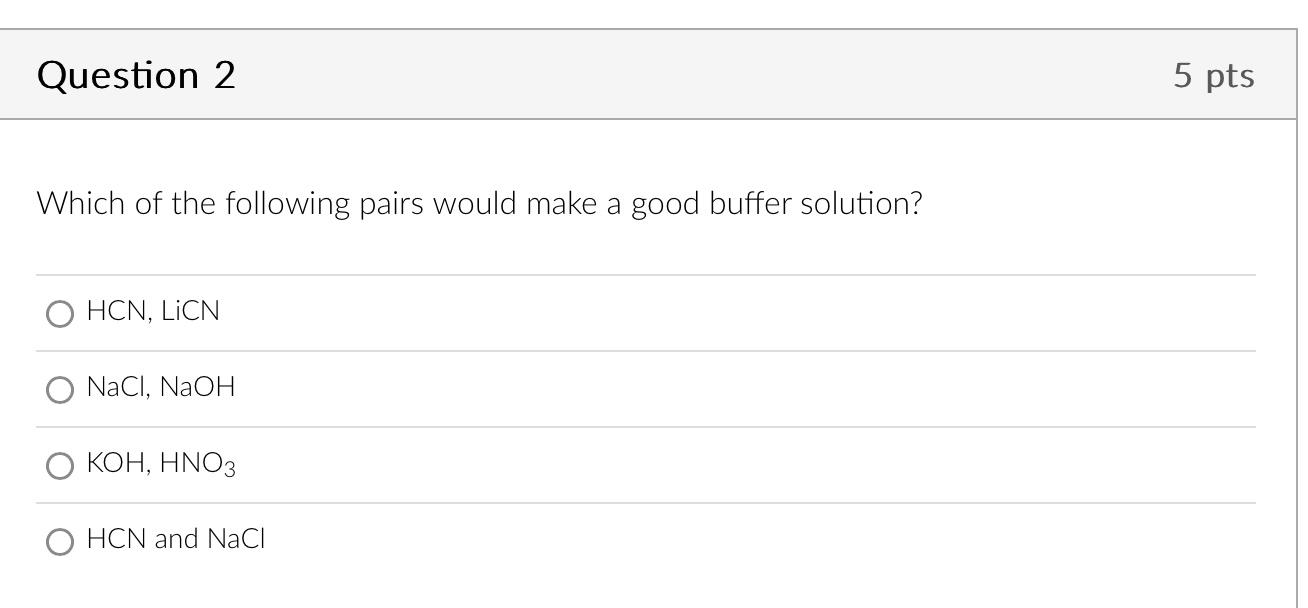 Solved Which of the following pairs would make a good buffer | Chegg.com