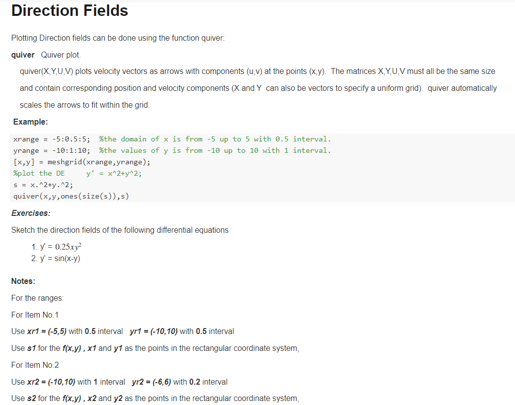 Solved Direction Fields Plotting Direction fields can be | Chegg.com