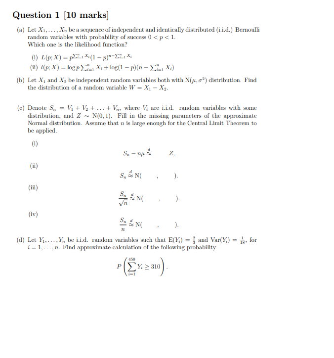 Solved (a) Let X1,…,Xn be a sequence of independent and | Chegg.com