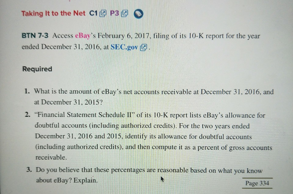 Taking it to the Net cig P3 g O BTN 7-3 Access eBay's | Chegg.com