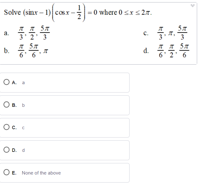Solved solve (sinx - по совх -;) -o where o | Chegg.com