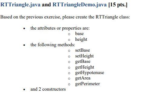 Solved RTTriangle.java and RTTriangleDemo.java [15 pts.] | Chegg.com