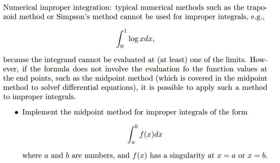 Numerical improper integration: typical numerical | Chegg.com