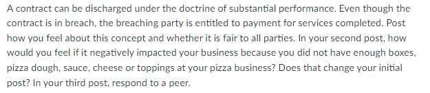 Solved A contract can be discharged under the doctrine of | Chegg.com