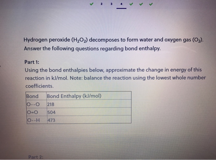 Solved Hydrogen peroxide (H_2O_2) decomposes to form water | Chegg.com