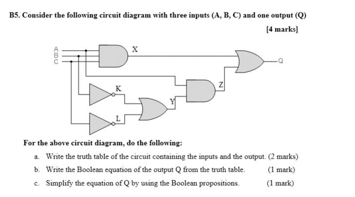 Solved B5. Consider the following circuit diagram with three | Chegg.com