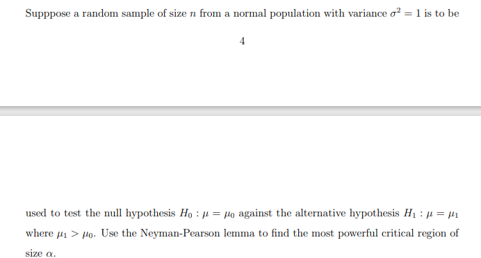 Solved Supppose a random sample of size n from a normal | Chegg.com