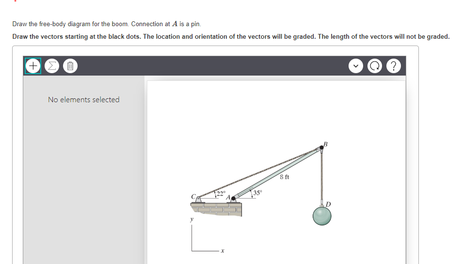 Solved Draw the free-body diagram for the boom. Connection | Chegg.com