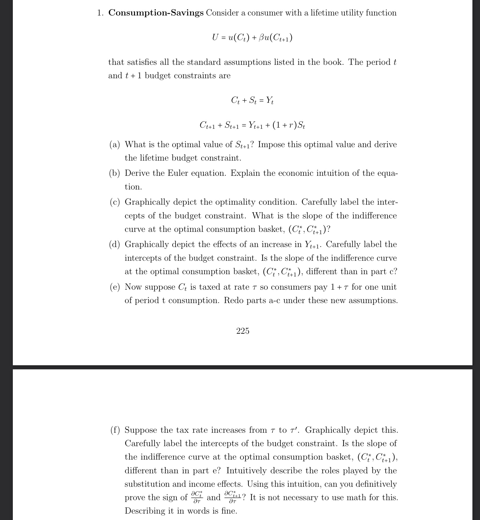 Solved 1. Consumption-Savings Consider a consumer with a | Chegg.com