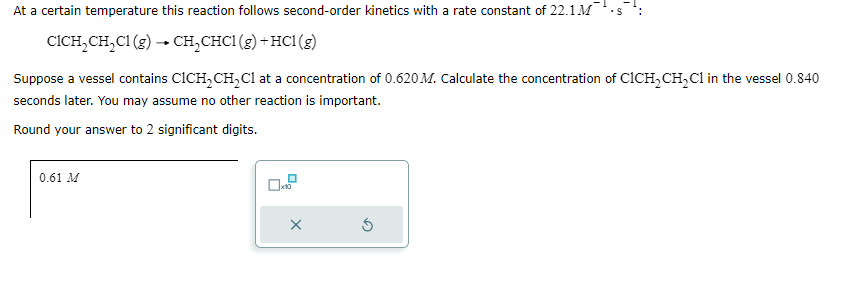Solved ClCH2CH2Cl(g)→CH2CHCl(g)+HCl(g) Suppose a vessel | Chegg.com