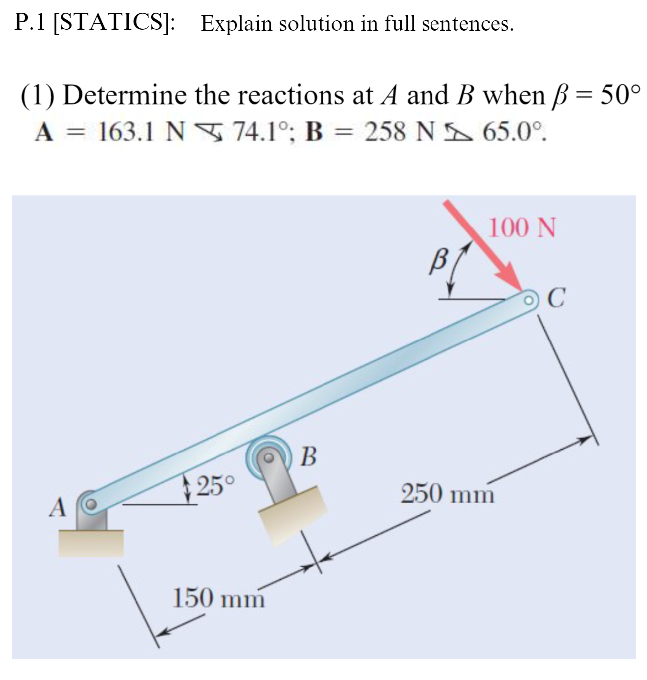 Solved P.1 [STATICS]: Explain solution in full sentences. | Chegg.com