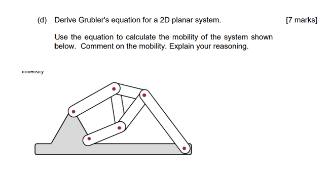 Solved (d) Derive Grubler's equation for a 2D planar system. | Chegg.com