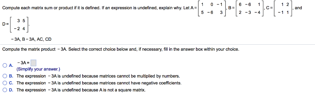 Solved 1 0 1 1 2 Compute Each Matrix Sum Or Product If It