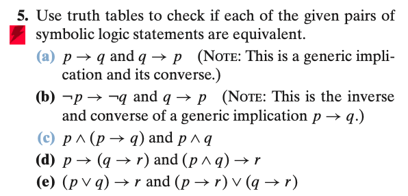 Solved 5. Use truth tables to check if each of the given | Chegg.com