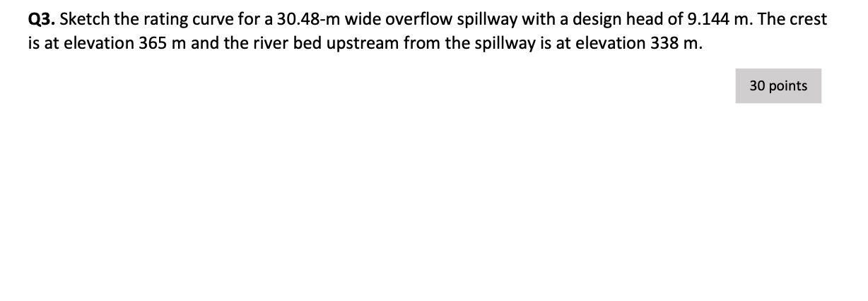 Q3. Sketch the rating curve for a 30.48-m wide | Chegg.com