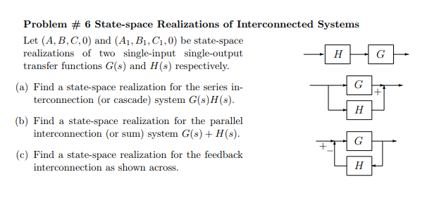 Solved Problem # 6 State-space Realizations of | Chegg.com