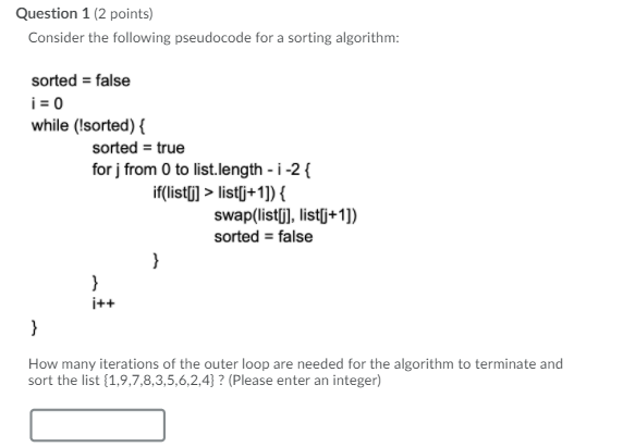 Solved Question 1 (2 points) Consider the following | Chegg.com