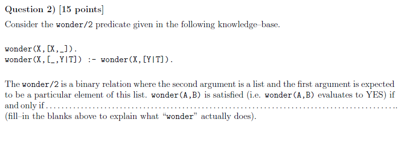 Solved Question 2) [15 ﻿points]Consider the wonder ?2 | Chegg.com