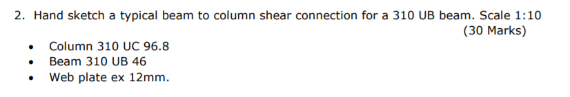 Solved 2. Hand sketch a typical beam to column shear | Chegg.com