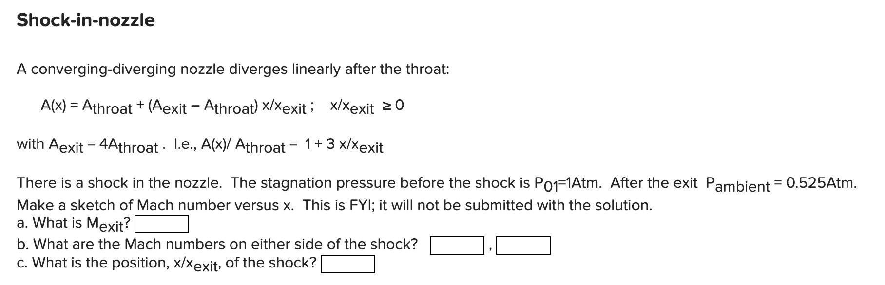 Solved Shock-in-nozzle A converging-diverging nozzle | Chegg.com