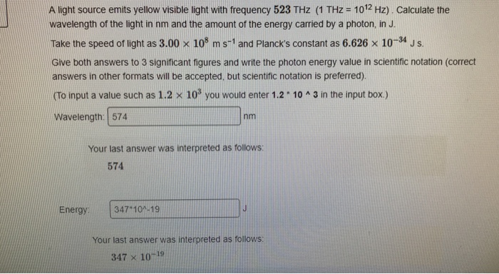 Solved A light source emits yellow visible light with | Chegg.com