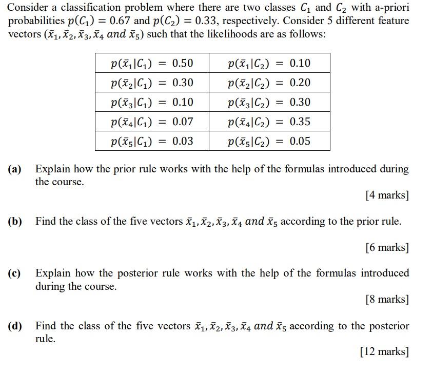 Consider a classification problem where there are two | Chegg.com