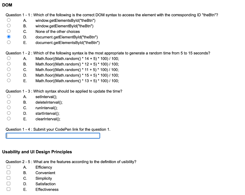 Solved DOM Question 1 -1: Which of the following is the | Chegg.com