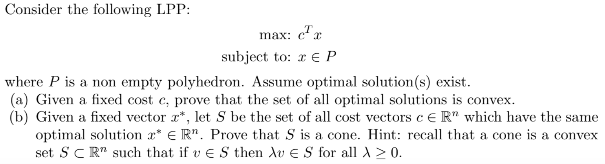 Solved Consider the following LPP: max: cfc subject to: x EP | Chegg.com