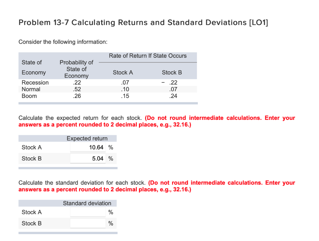 Solved Problem 13-7 Calculating Returns and Standard | Chegg.com Solved Problem 13-7 Calculating Returns and Standard | Chegg.com