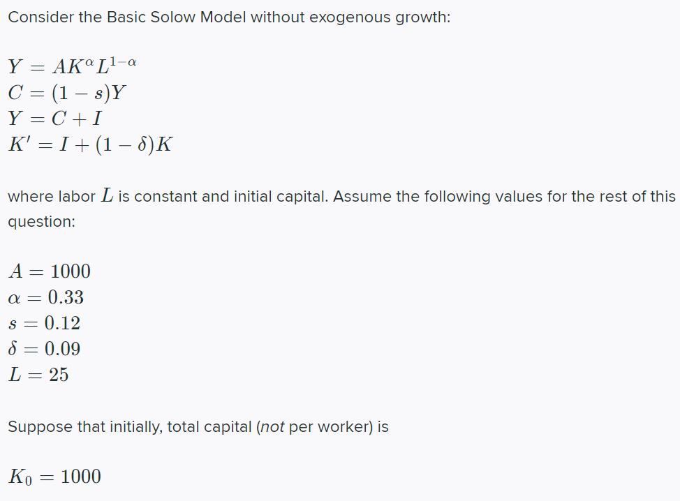 Solved Consider the Basic Solow Model without exogenous | Chegg.com