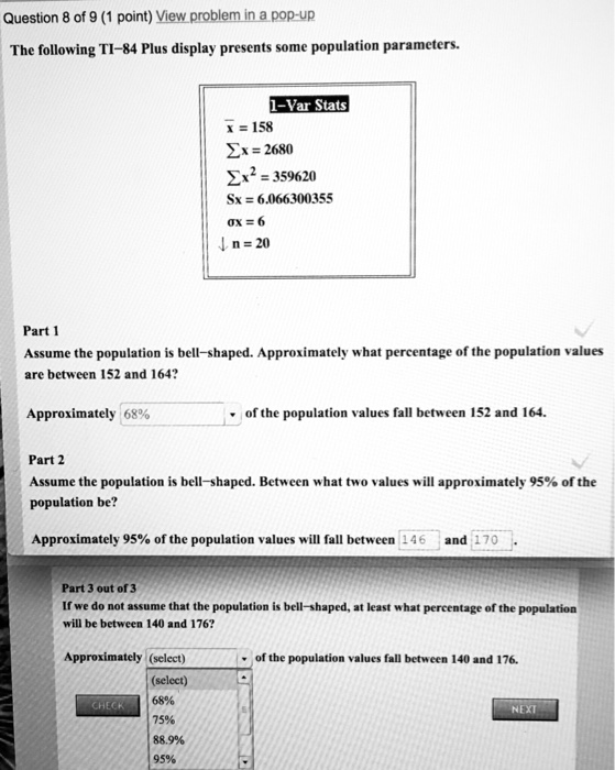 Solved Question 8 of 9 (1 point) View.problem in a pop-up | Chegg.com