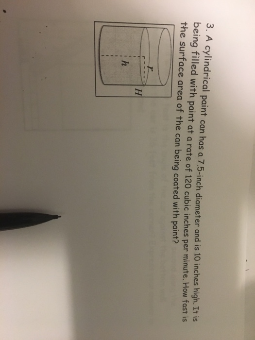 Solved 3. A cylindrical paint can has a 7.5-inch diameter | Chegg.com