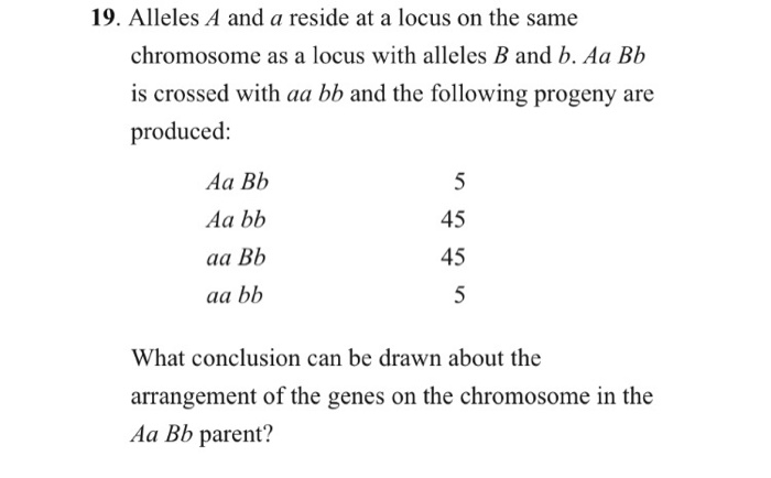 Solved 19. Alleles A and a reside at a locus on the same | Chegg.com