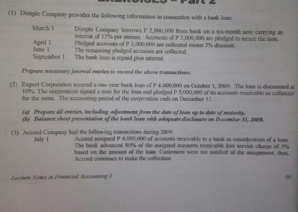 Solved (I) Dimple Company provides the following information | Chegg.com