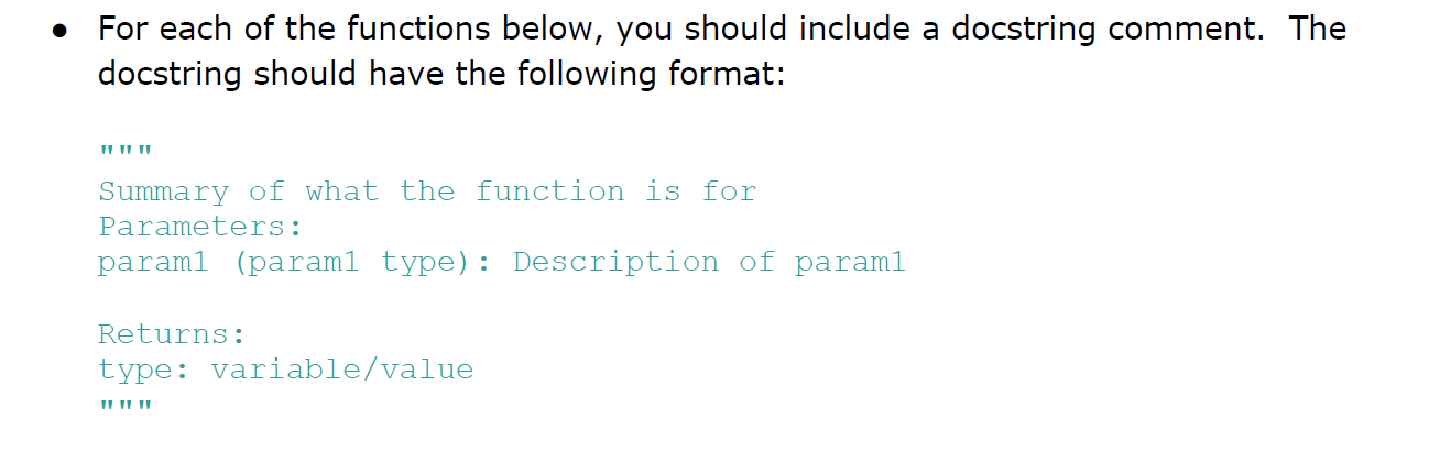 Solved For each of the functions below, you should include a | Chegg.com
