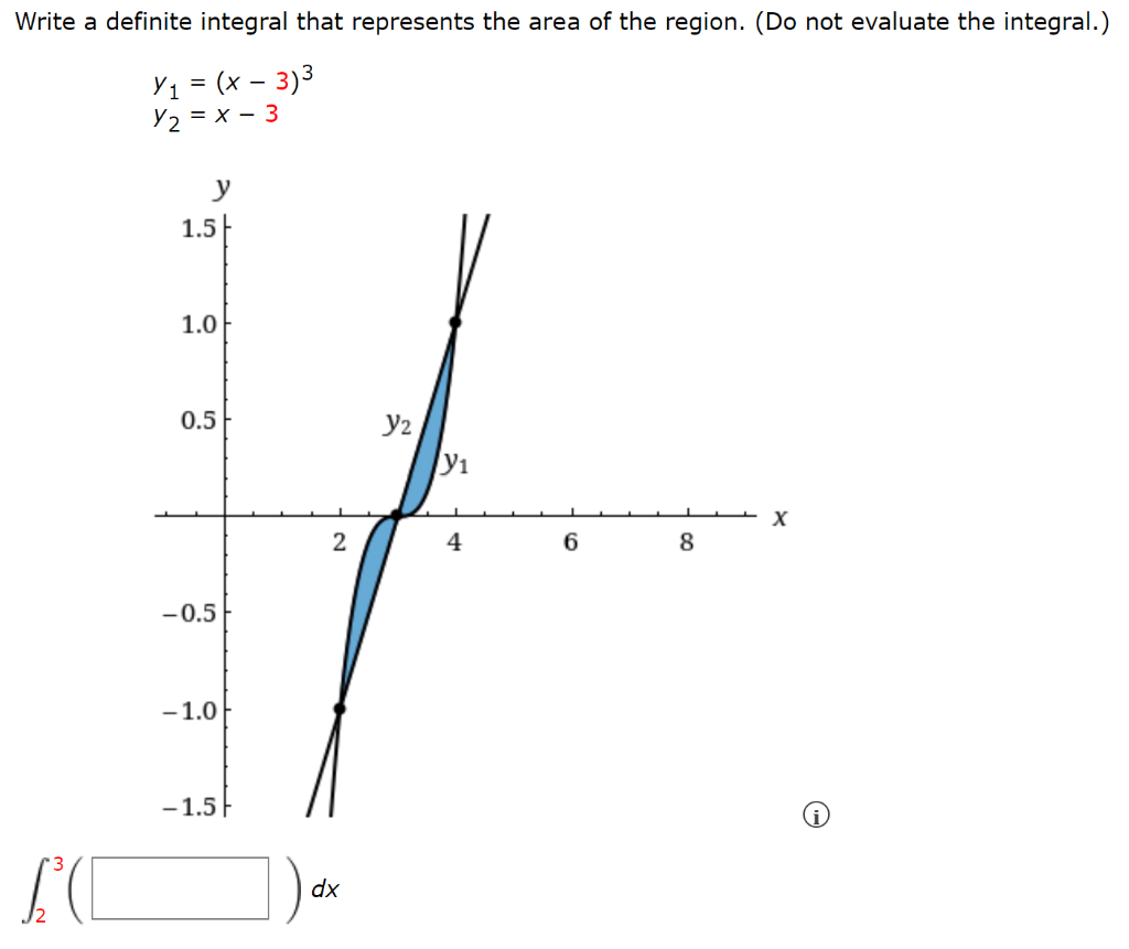 Solved y1=(x−3)3 y2=x−3 | Chegg.com